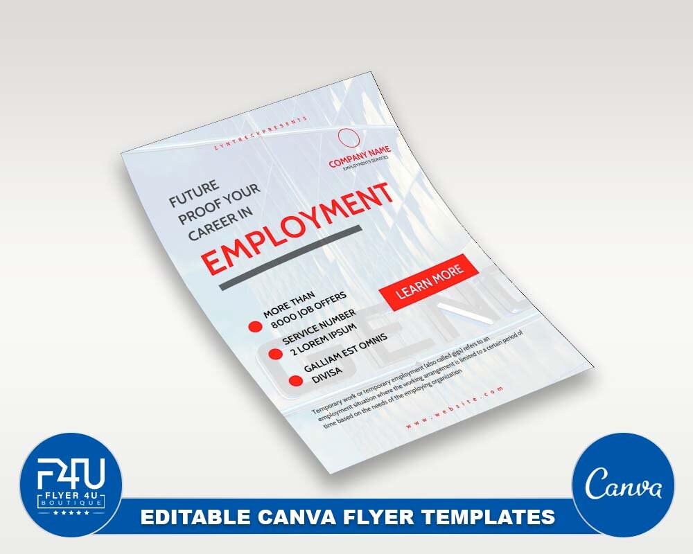 Temporary Employment Agency Flyer DIY Canva Temporary - Etsy Canada