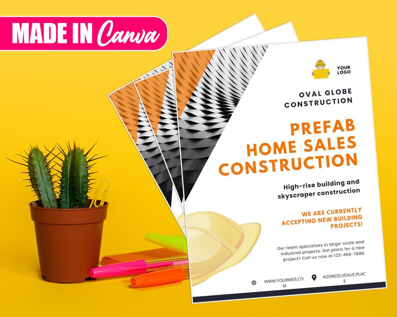 Prefab Home Sales Construction Flyer DIY Canva Prefab Home - Etsy