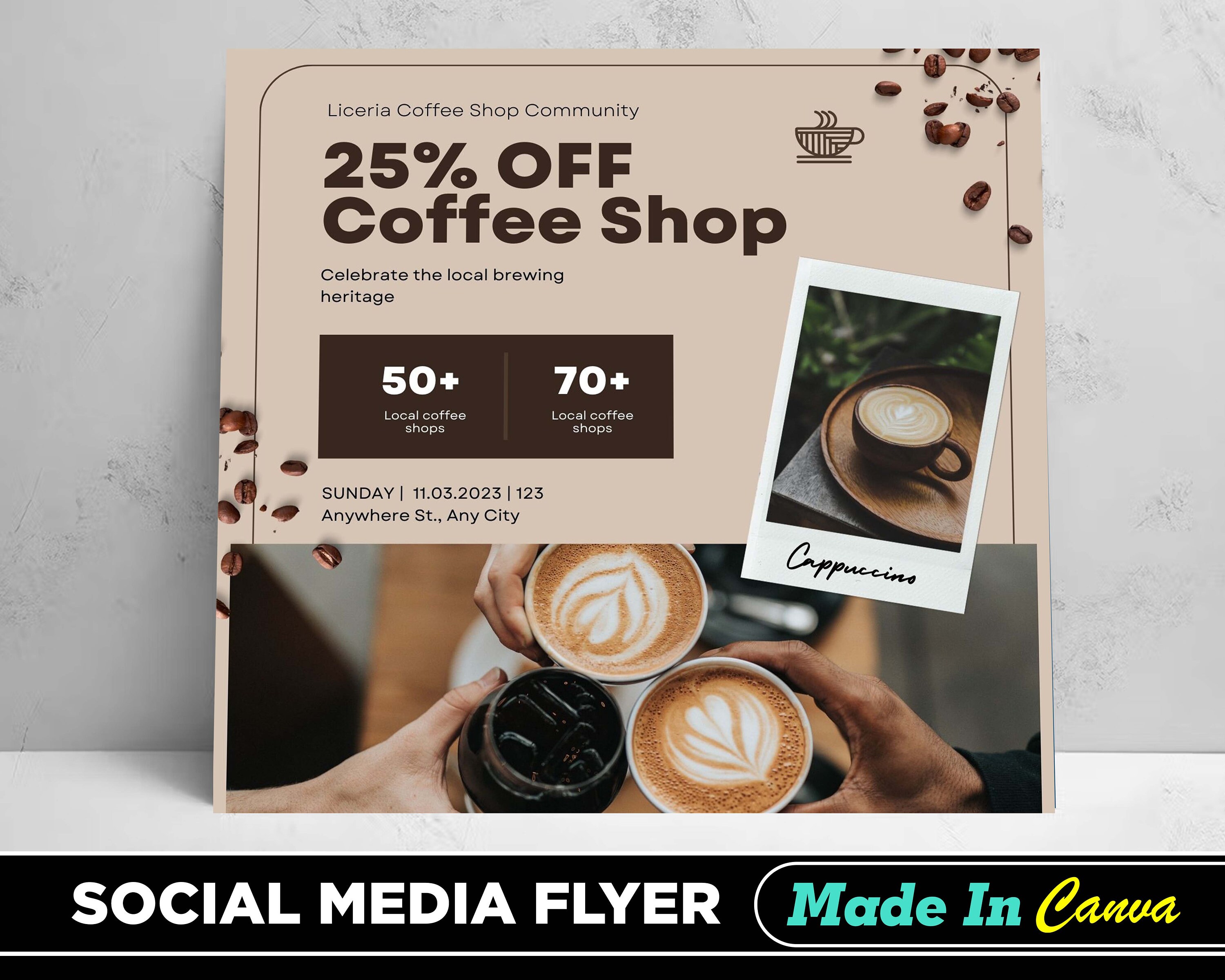 Coffee Shop Marketing Flyer, DIY Canva Coffee Shop Marketing Template ...