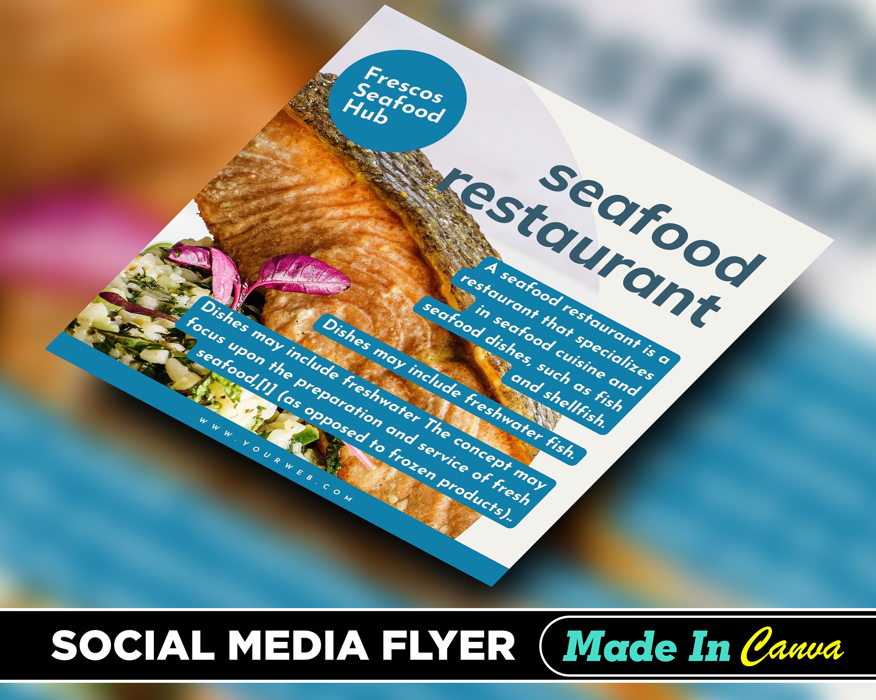 Seafood Restaurant Flyer, DIY Canva Seafood Restaurant Flyer Template ...