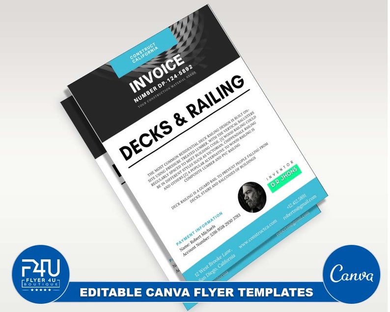 Decks and Railing Flyer, DIY Canva Decks & Railing Template 2022 ...