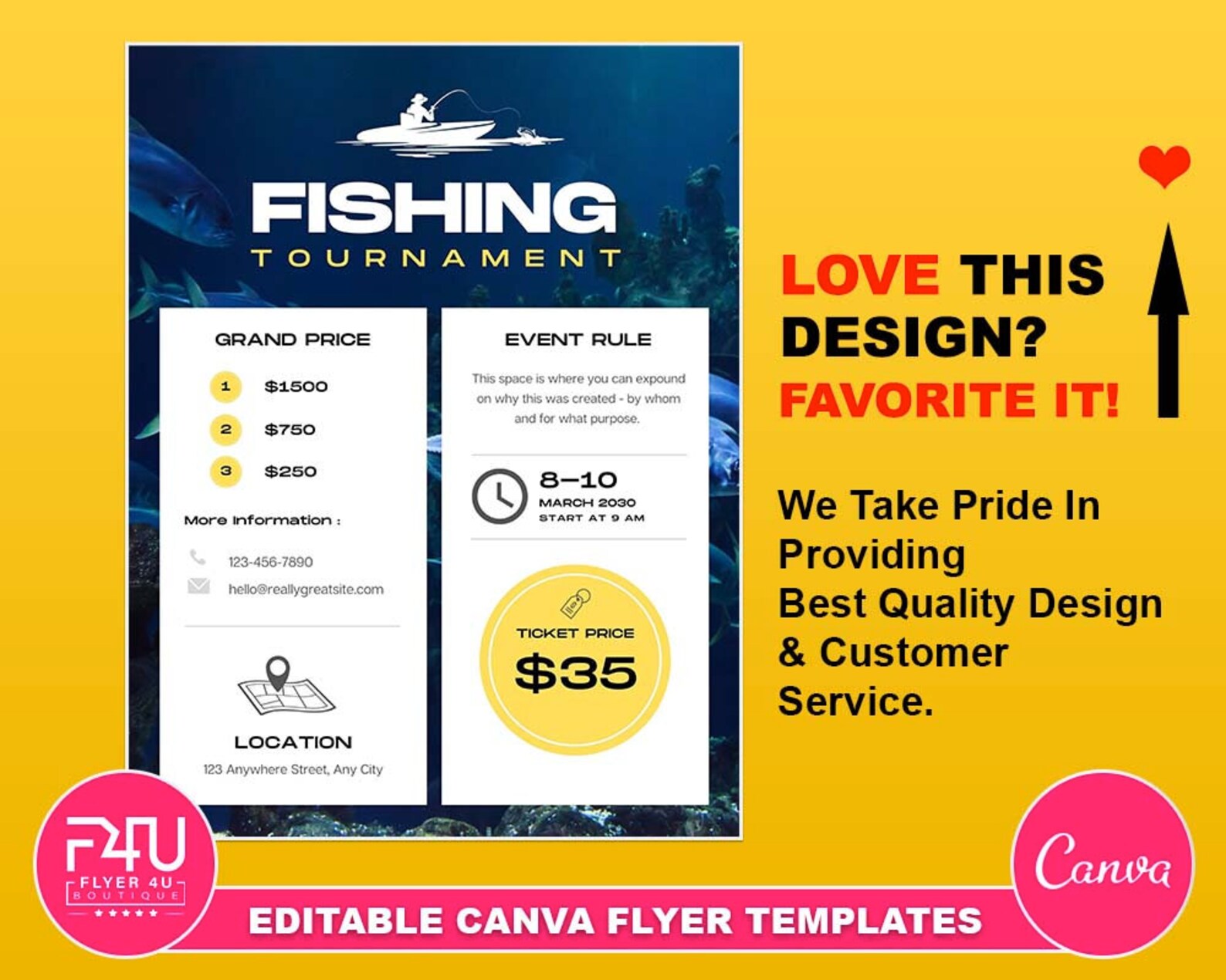 Fishing Tournament Flyer DIY Canva Fishing Tournament - Etsy