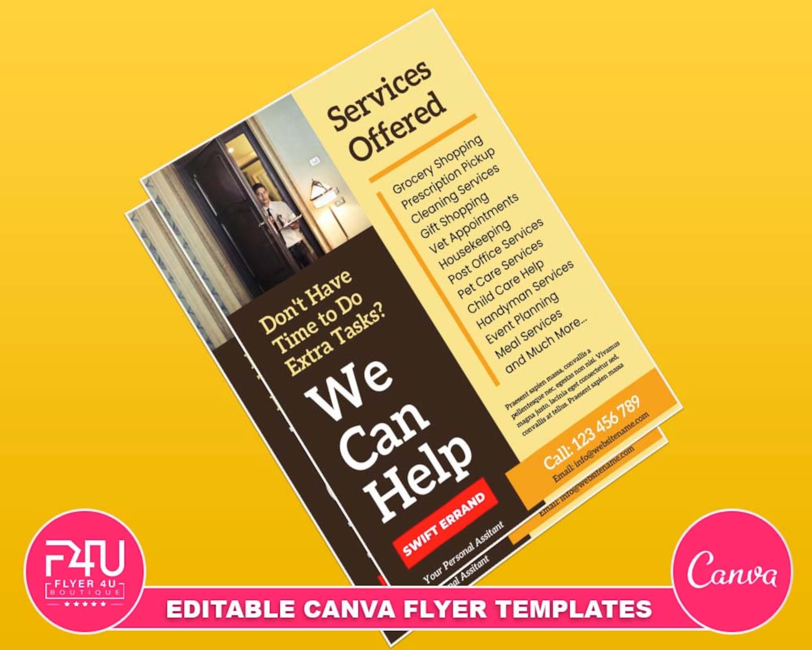 Errand Service Flyer, DIY Canva Errand Service Flyer Template, Editable Canva US Letter Size ...