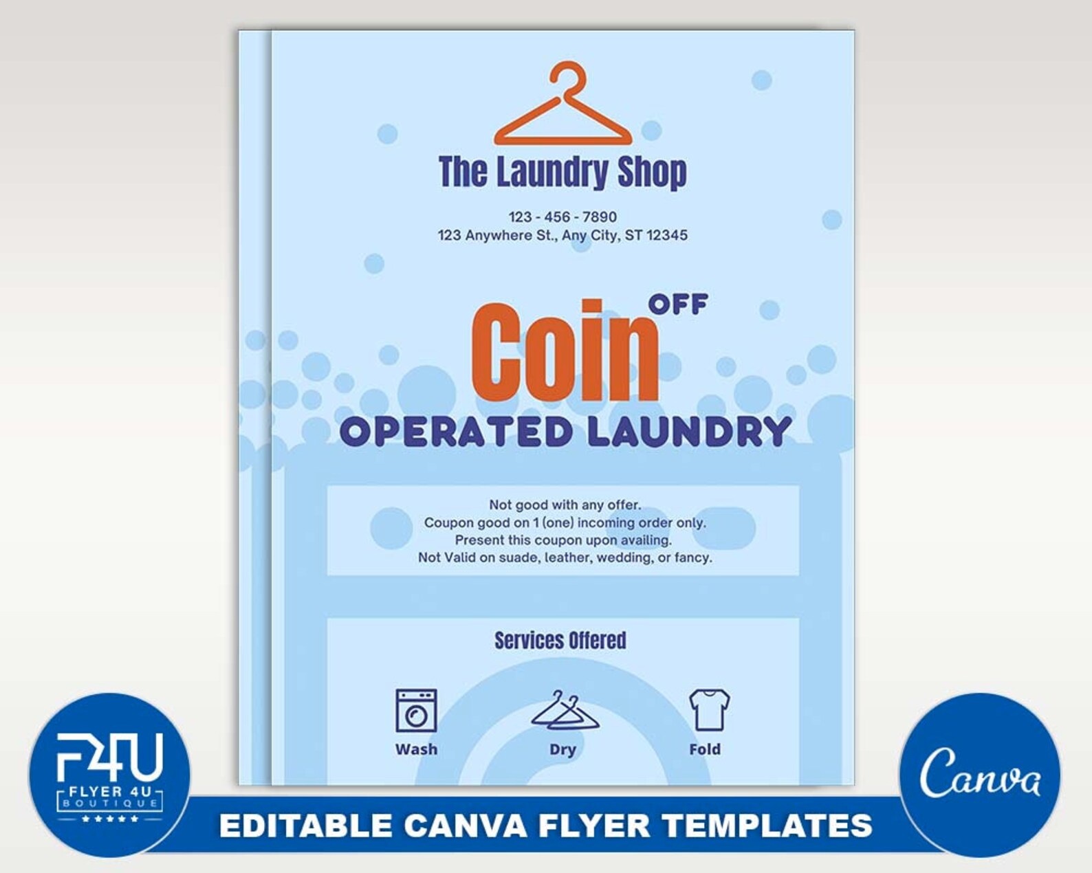 Coin Operated Laundry Service Flyer, DIY Canva Coin Operated Laundry ...