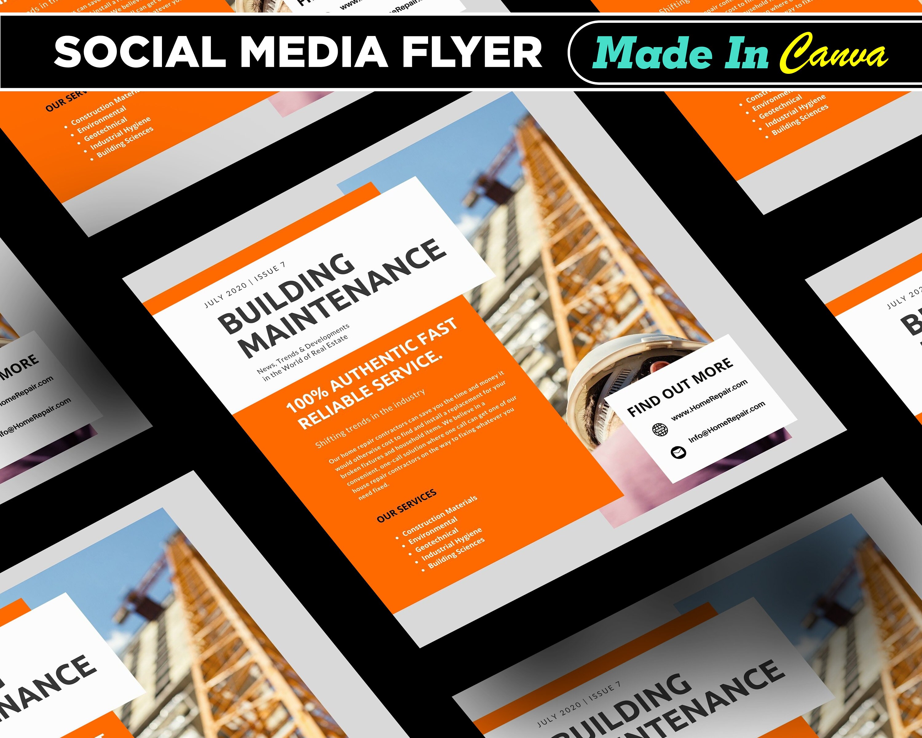 Building Maintenance Service Flyer, DIY Canva Building Maintenance ...