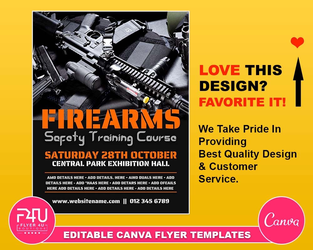 Firearms Training Flyer, DIY Canva Firearms Training Flyer, Editable ...