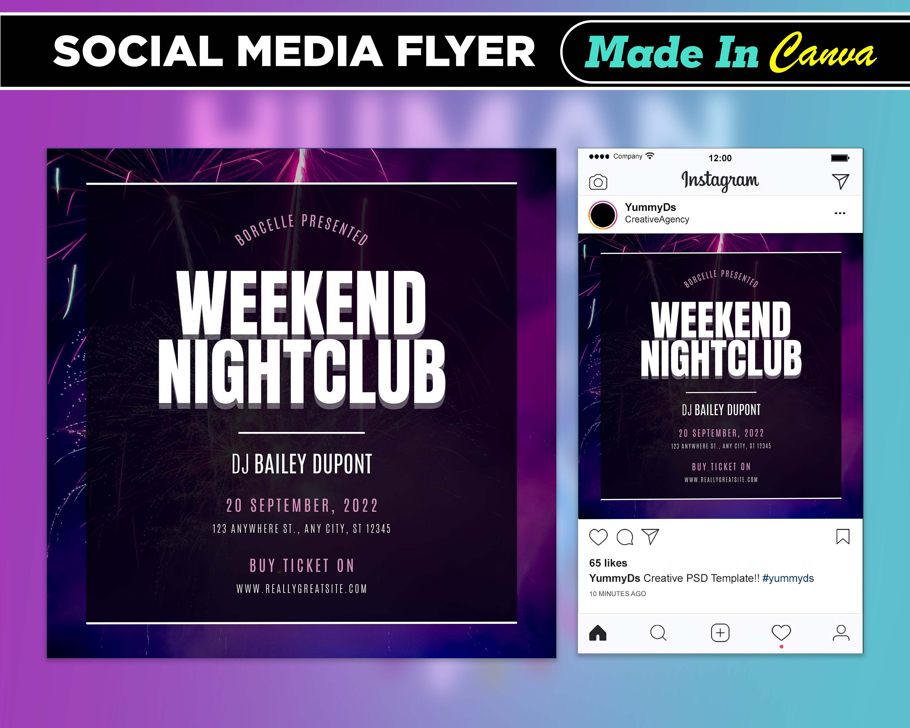 Weekend Nightclub Flyer, DIY Canva Weekend Nightclub Flyer Template ...