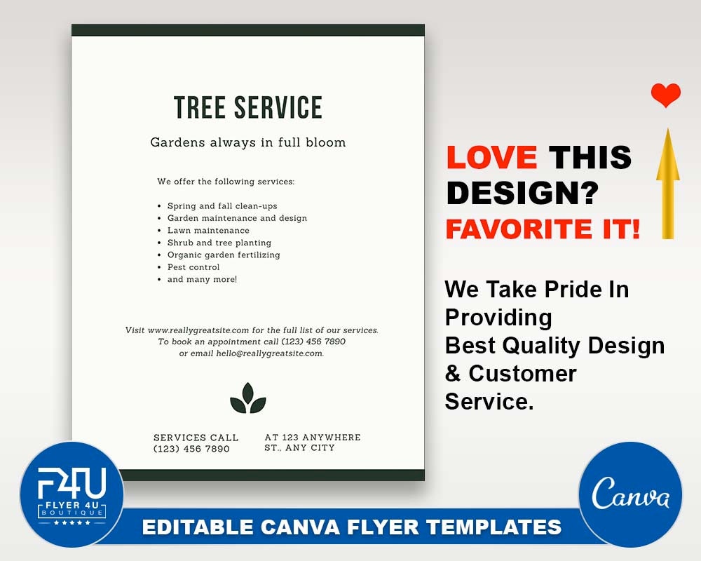 Tree Service Flyer DIY Canva Tree Service Flyer Template - Etsy