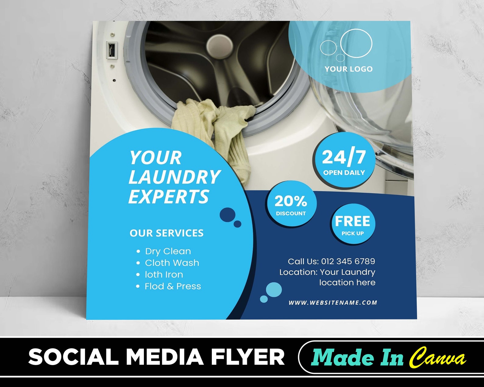 Clothes Laundry Flyer DIY Canva Clothes Laundry (Download Now) - Etsy
