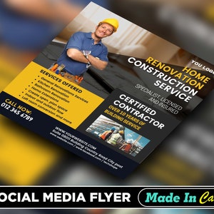 General Contractor Flyer, DIY Canva General Contractor Flyer Template ...
