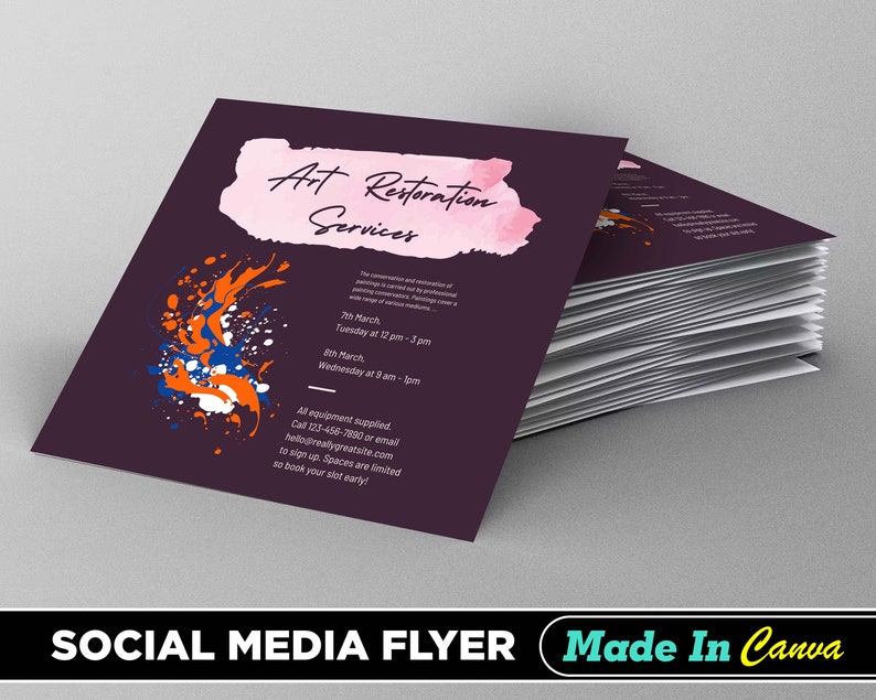 Art Restoration Flyer, DIY Canva Art Restoration Flyer Template 2022 ...