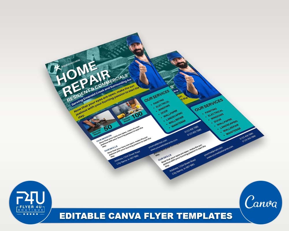 Handyman Service Flyer, DIY Canva Handyman Service Flyer Template 2022 ...