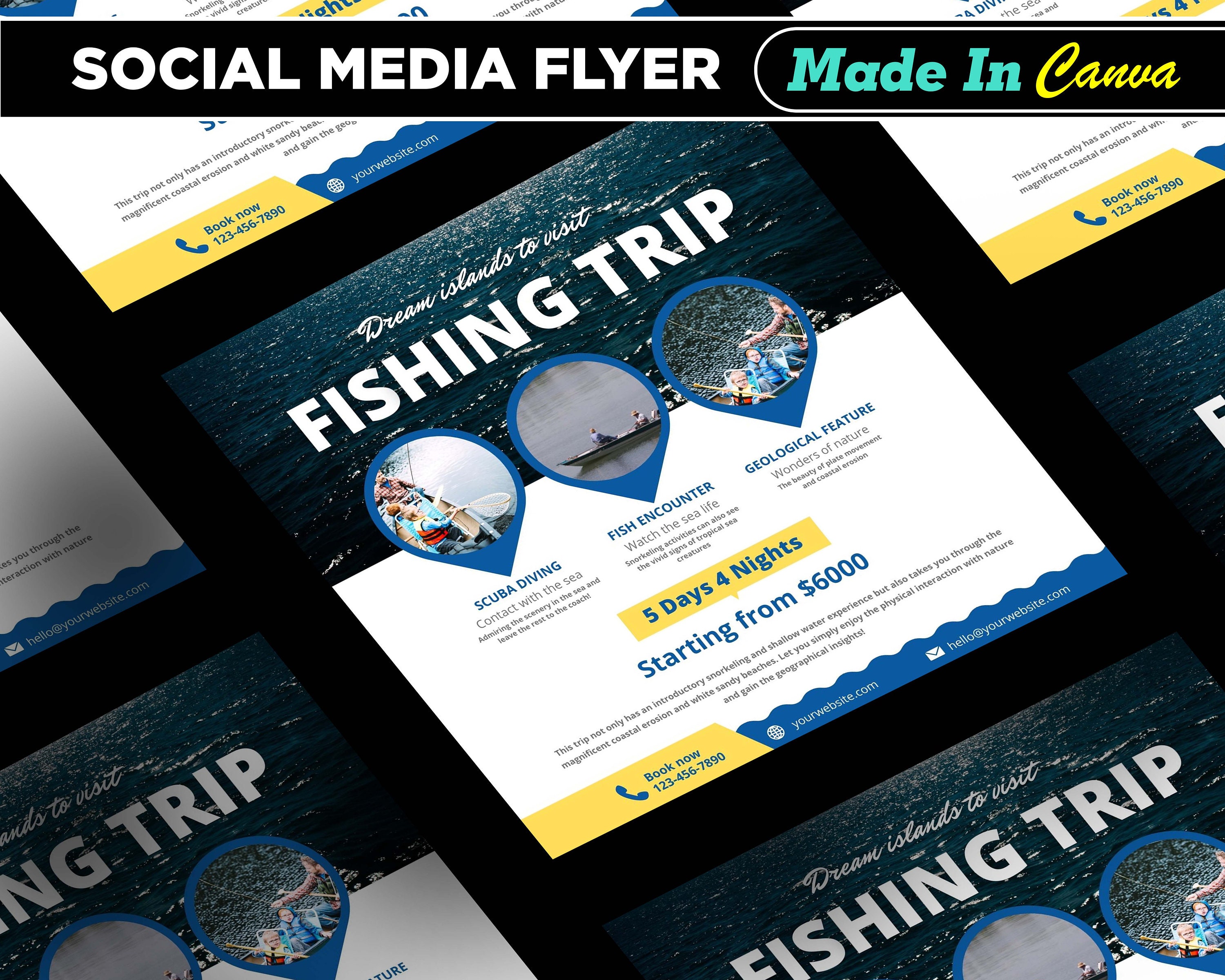 Fishing Trip Flyer DIY Canva Fishing Trip Flyer Template - Etsy