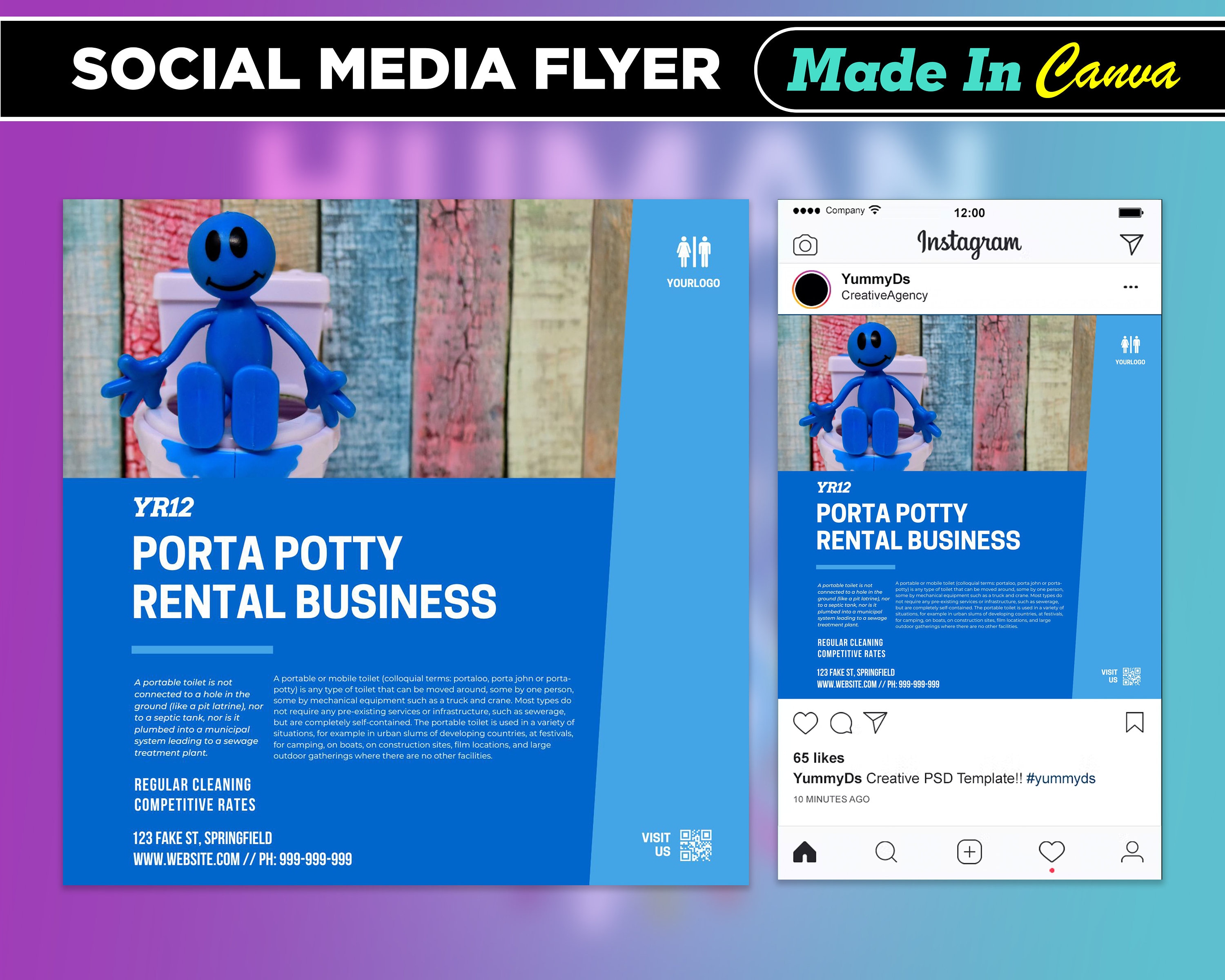 Porta Potty Rental Business Flyer, DIY Canva Porta Potty Rental ...