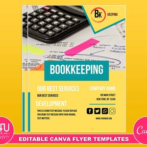 Bookkeeping Flyer, DIY Canva Bookkeeping Flyer Template 2022, Editable ...