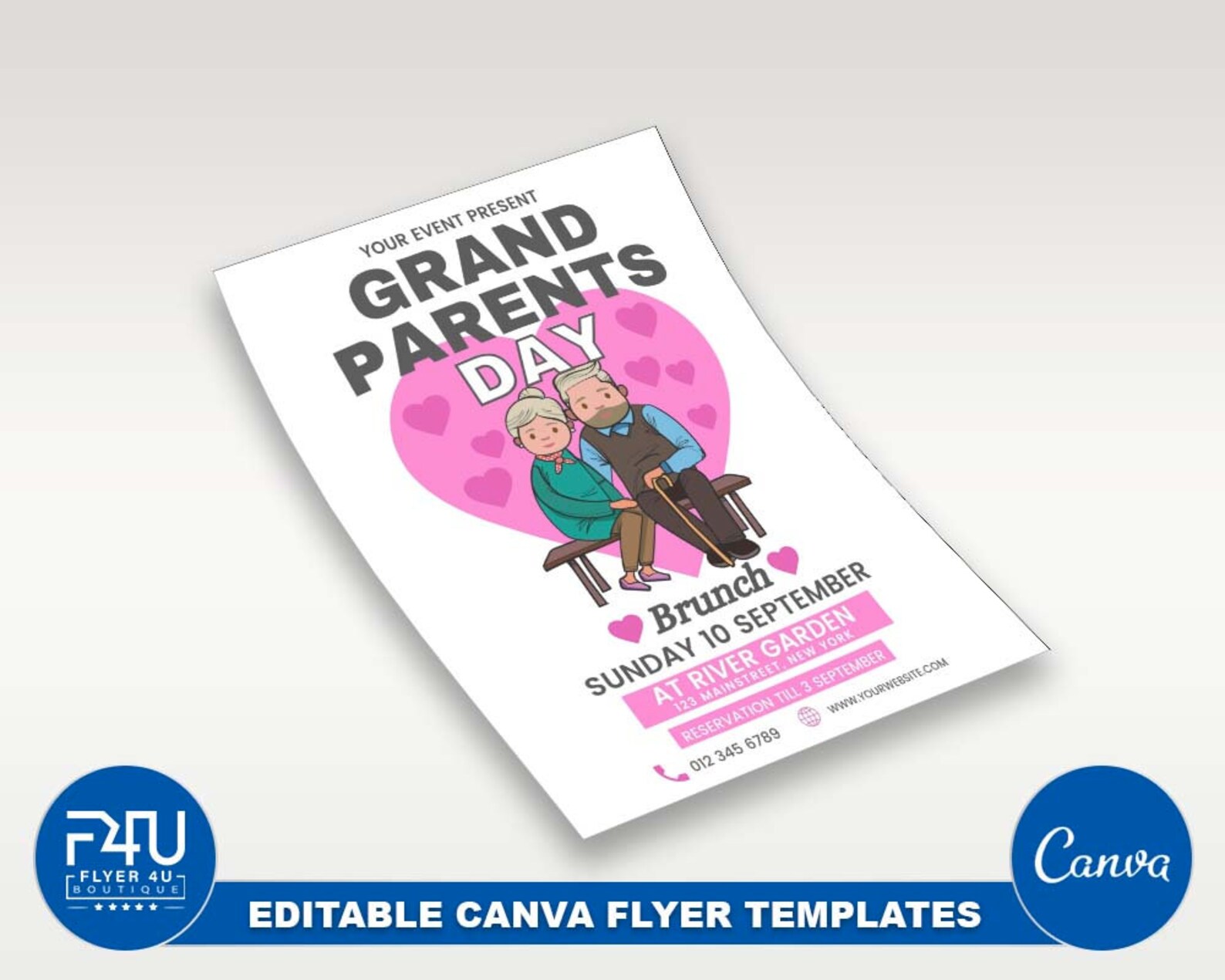 Grandparents Day Flyer DIY Canva Grandparents Day Flyer - Etsy