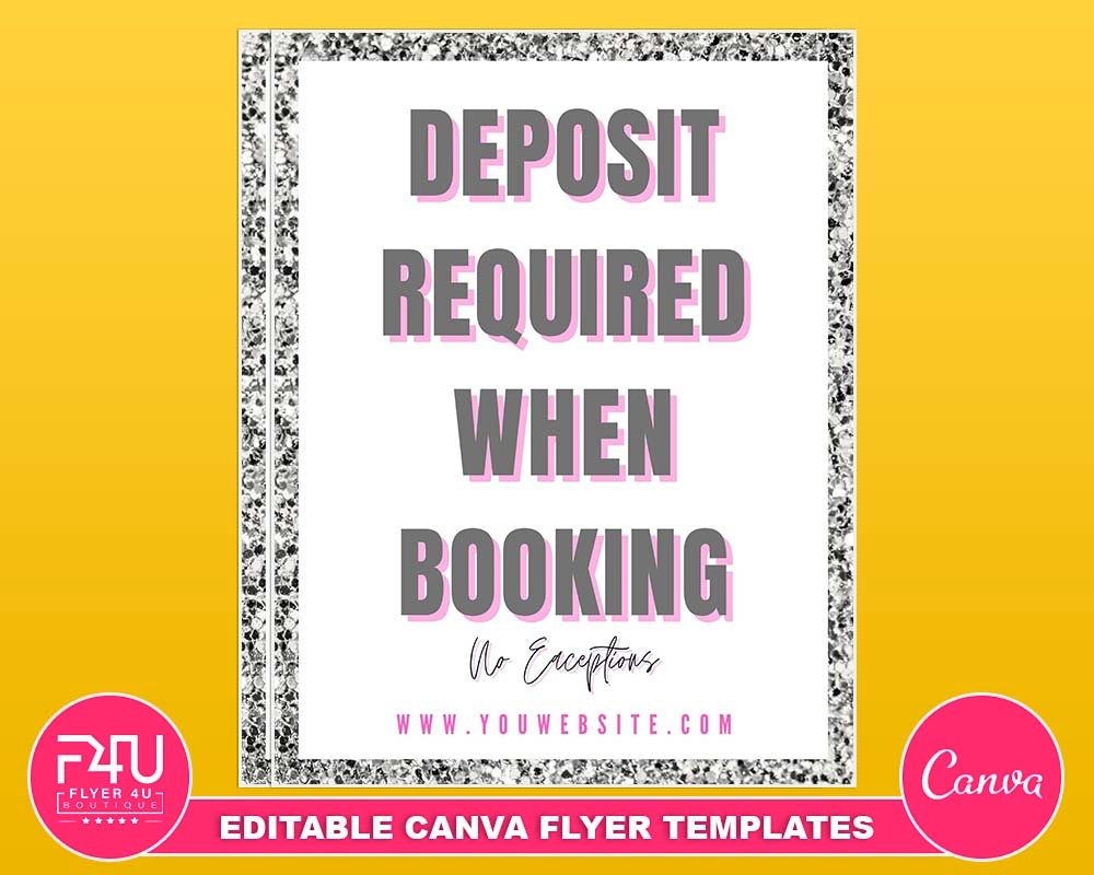 Social Media Flyer Edit in Canva Deposit Required Flyer Booking Deposit ...