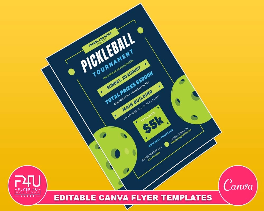 Pickleball Tournament Flyer, DIY Canva Pickleball Tournament Flyer ...