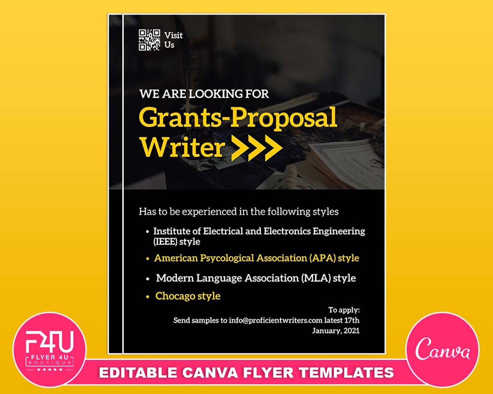 Grant Proposal Writer Flyer, DIY Canva Grant Proposal Writer Flyer ...