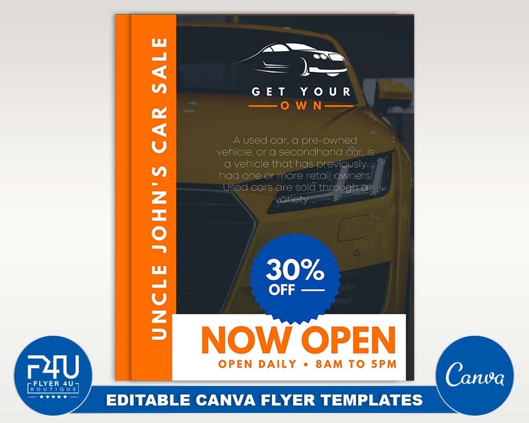 Car Resale Flyer, DIY Canva Car Resale Flyer Template 2022, Editable ...