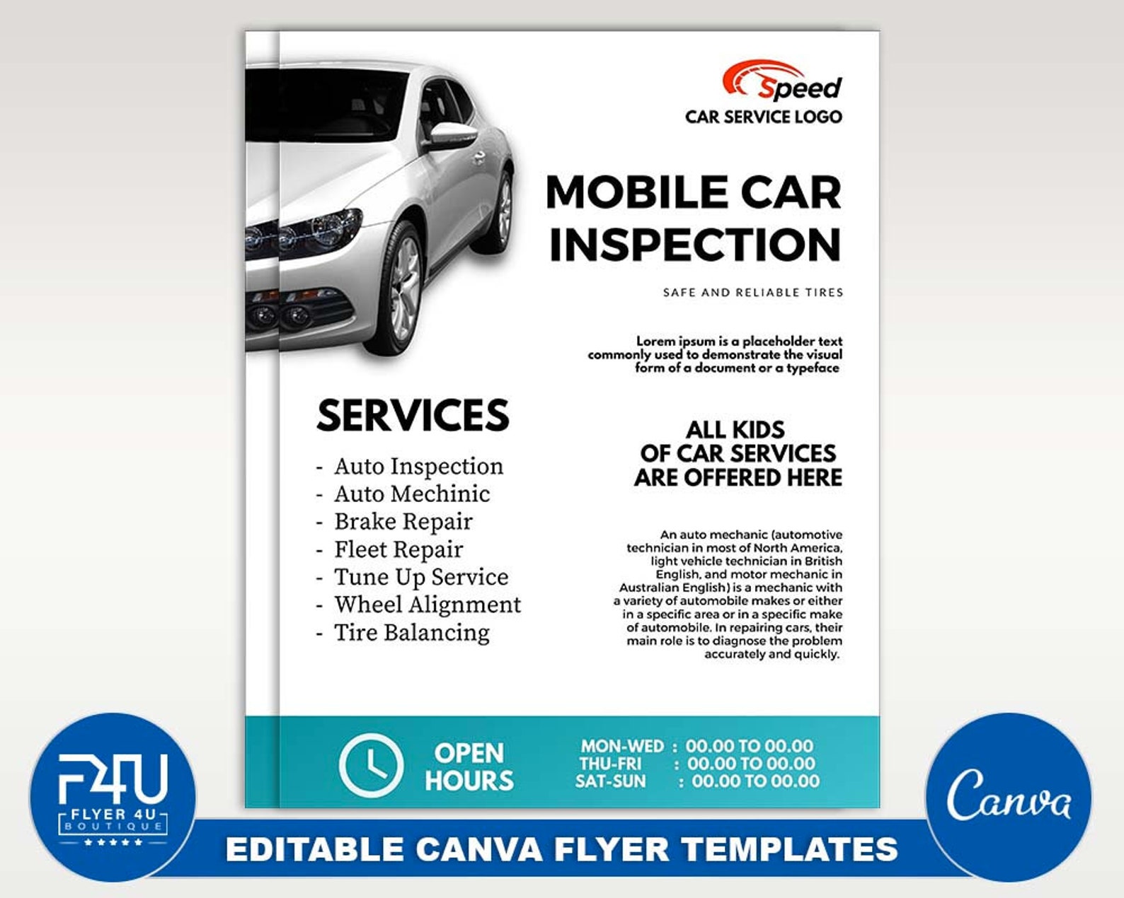 Mobile Car Inspection Flyer, DIY Canva Mobile Car Inspection Flyer ...
