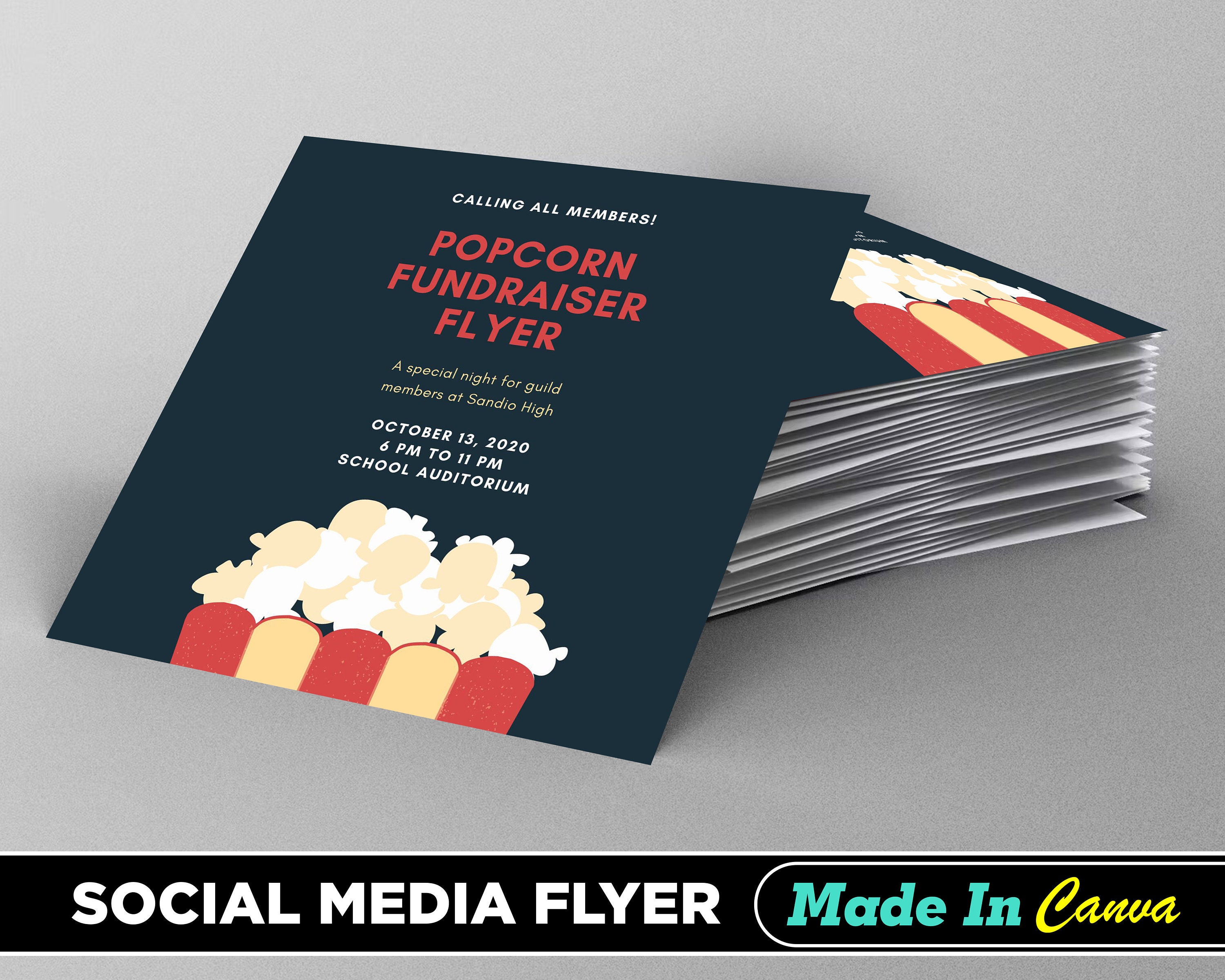 Popcorn Fundraiser Flyer, DIY Canva Popcorn Fundraiser Flyer Template ...