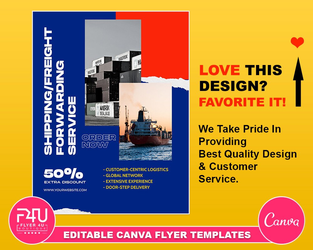 Shipping Freight Forwarding Flyer, DIY Canva Shipping Freight ...