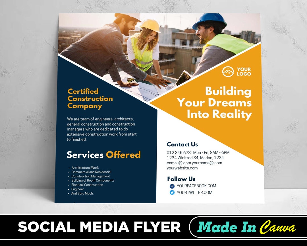 Concrete Business Flyer, DIY Canva Concrete Business Flyer Template ...