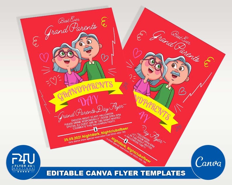 Grandparents Day Flyer, DIY Canva Grandparents Day Flyer Template 2022 ...