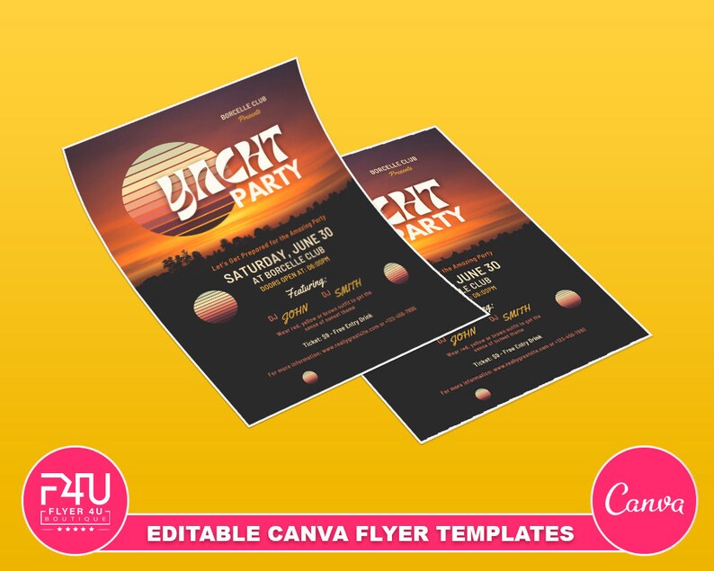Yacht Hot Party Flyer DIY Canva Yacht Hot Party Flyer - Etsy