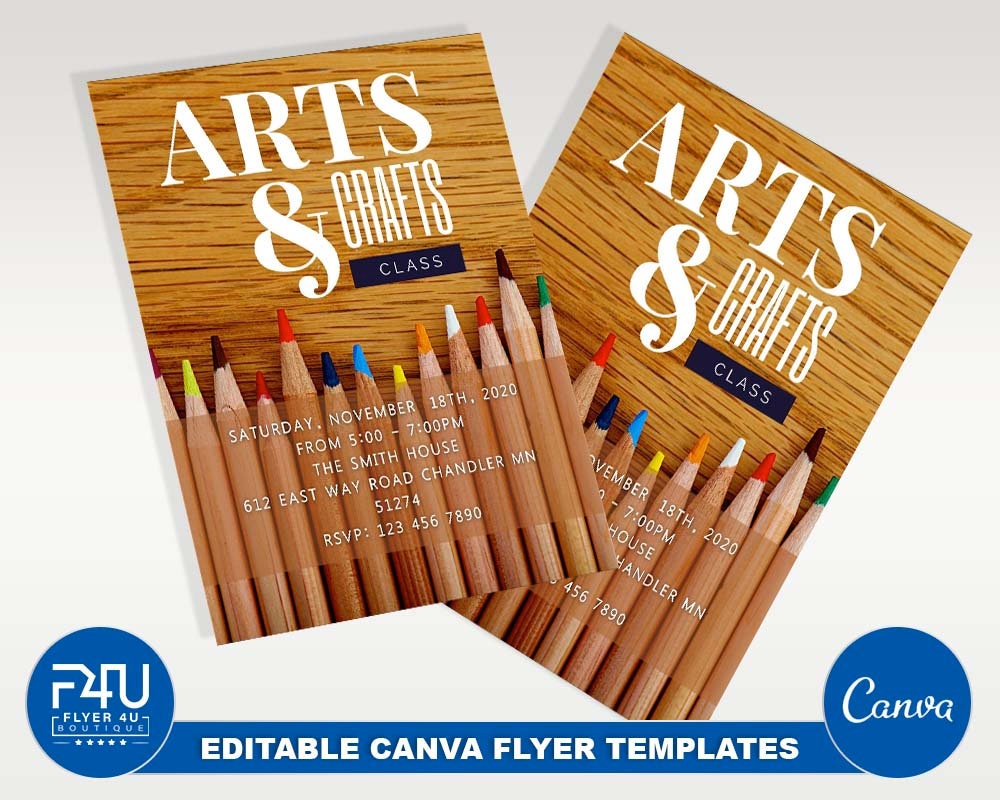 Craft Class Flyer, DIY Canva Craft Class Flyer Template 2022, Editable ...
