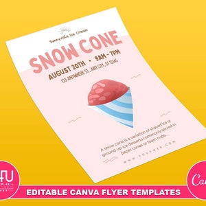 Snow Cone Flyer, DIY Canva Snow Cone Templates, Editable Canva US ...