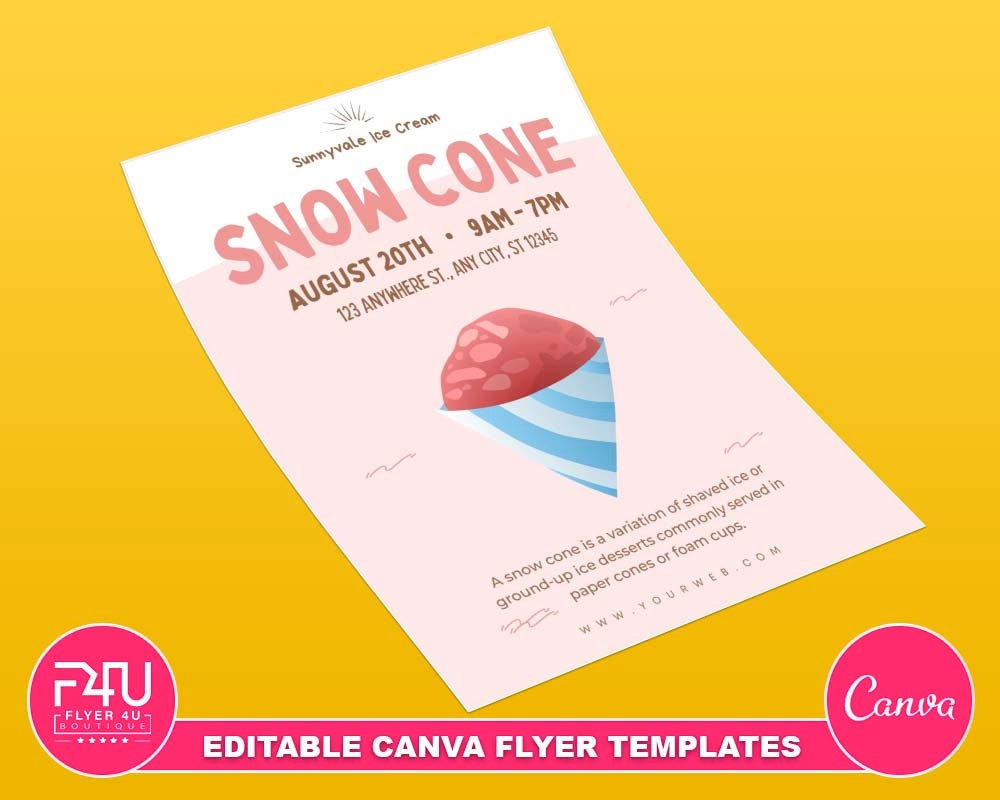 Snow Cone Flyer, DIY Canva Snow Cone Templates, Editable Canva US ...