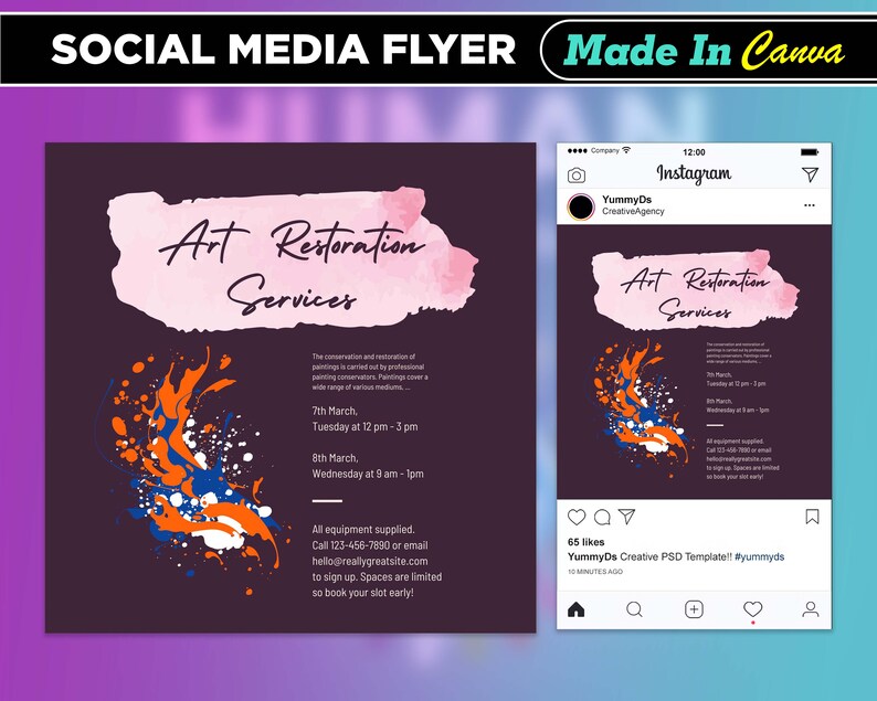Art Restoration Flyer, DIY Canva Art Restoration Flyer Template 2022 ...