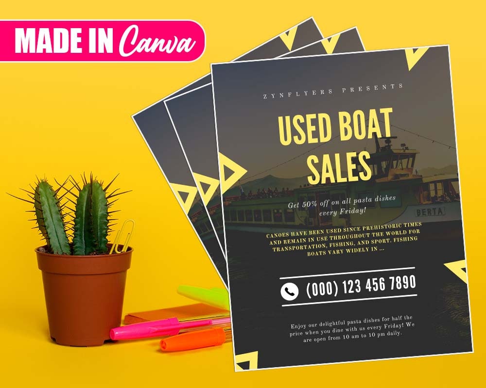Used Boat Sales Flyer, DIY Canva Used Boat Sales Flyer Template 2022 ...
