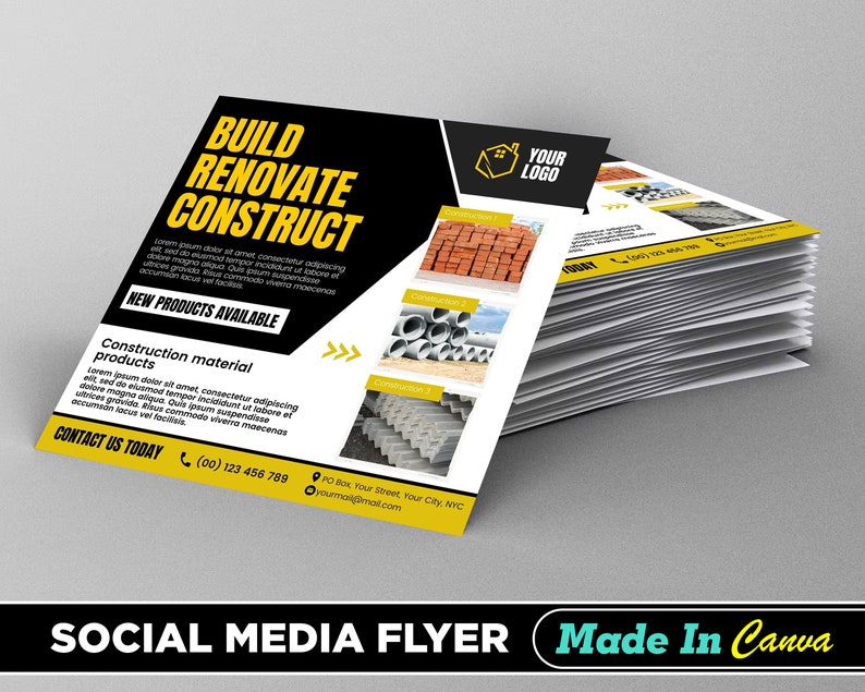 General Contractor Flyer, DIY Canva General Contractor Flyer Template ...