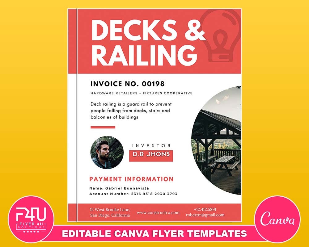 Decks and Railing Flyer, DIY Canva Decks & Railing Template 2022 ...