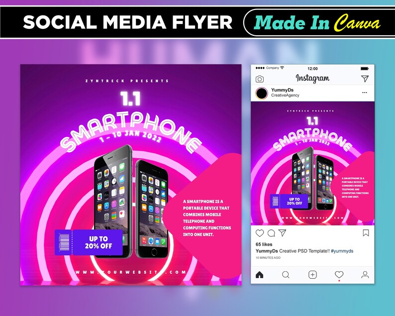 Smartphone Flyer, DIY Canva Smartphone Flyer Template 2022, Editable ...