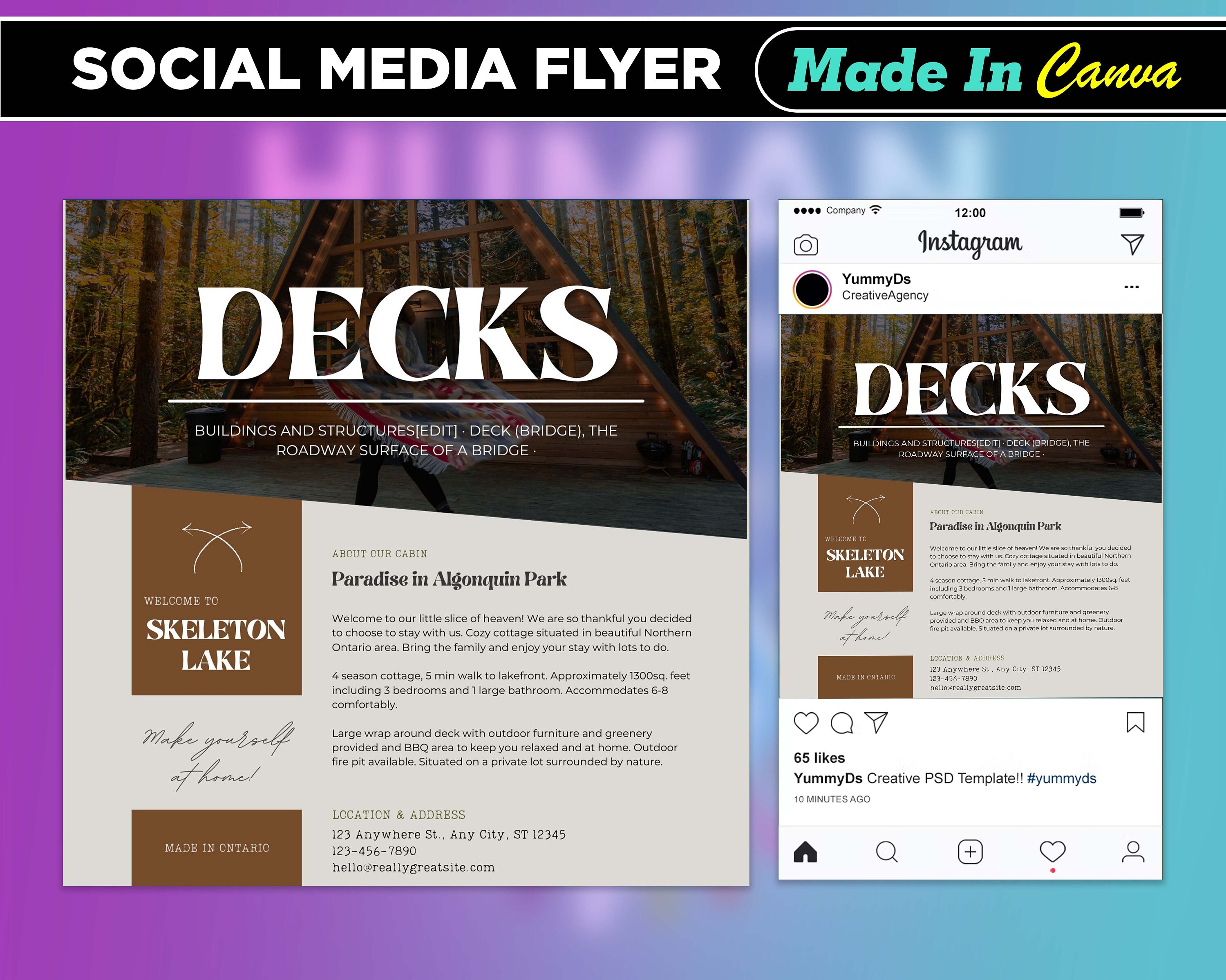 Decks Flyer, DIY Canva Decks Flyer Template, Editable Social Media ...