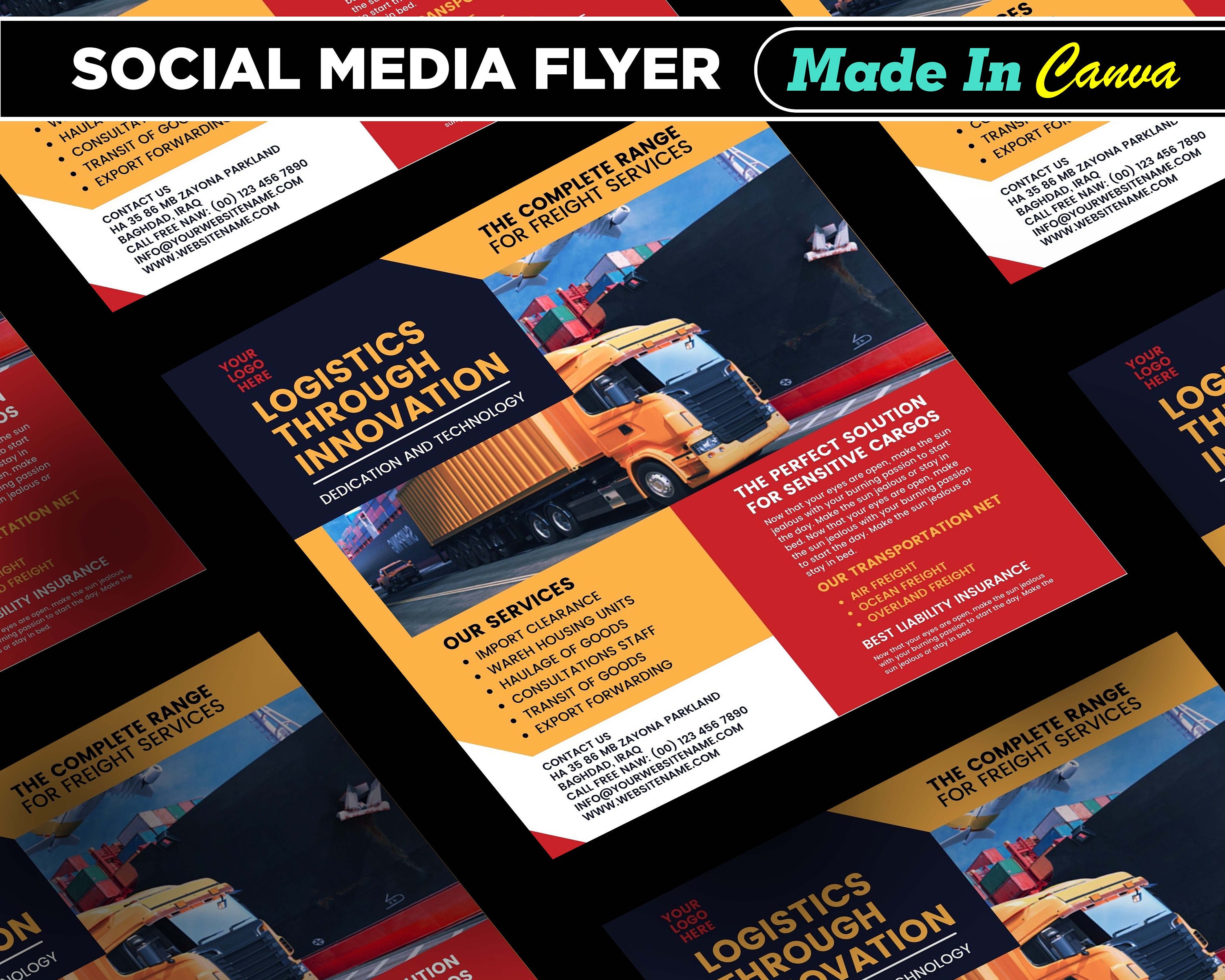 Freight Flyer, DIY Canva Freight Flyer Template 2022, Editable Social ...