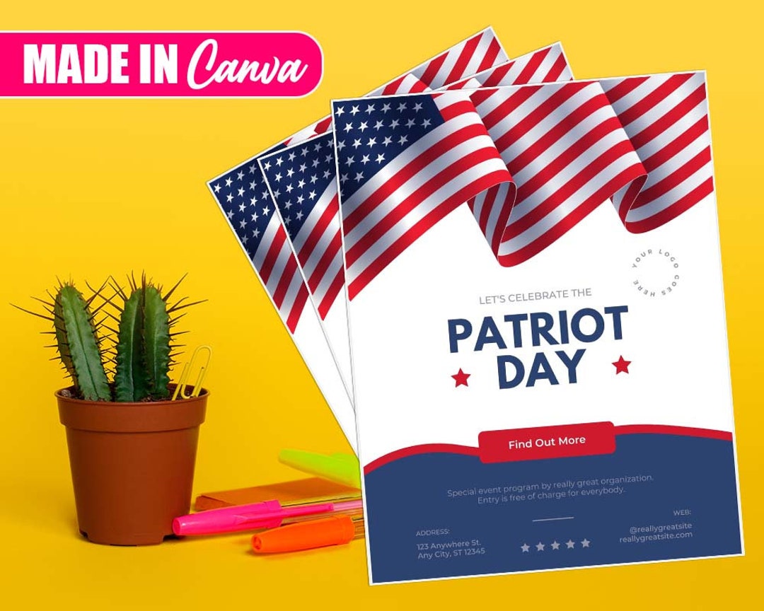 Patriot Day Flyer, DIY Canva Patriot Day Flyer, Editable Canva US ...