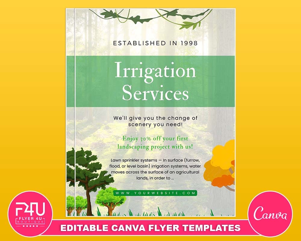Irrigation Services Flyer, DIY Canva Irrigation Servicesflyer Template ...