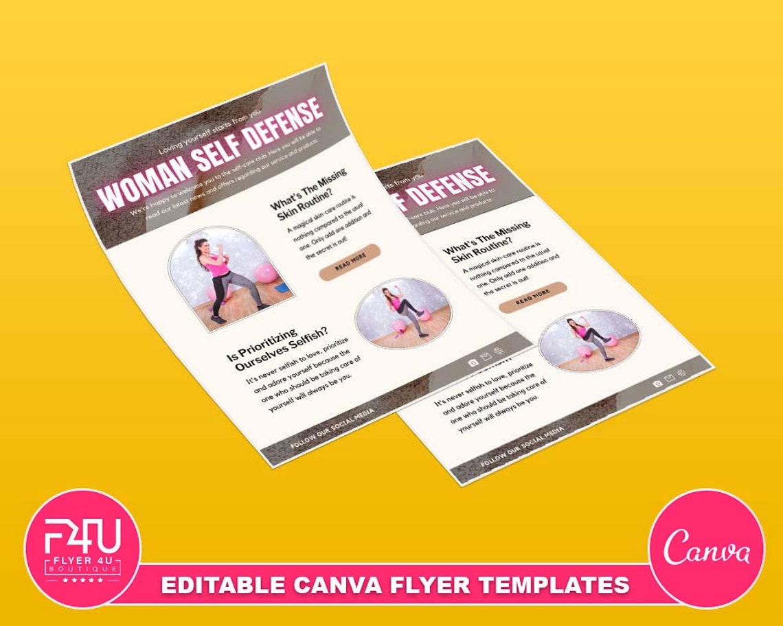 Woman Self Defense Flyer DIY Canva Woman Self Defense Flyer - Etsy