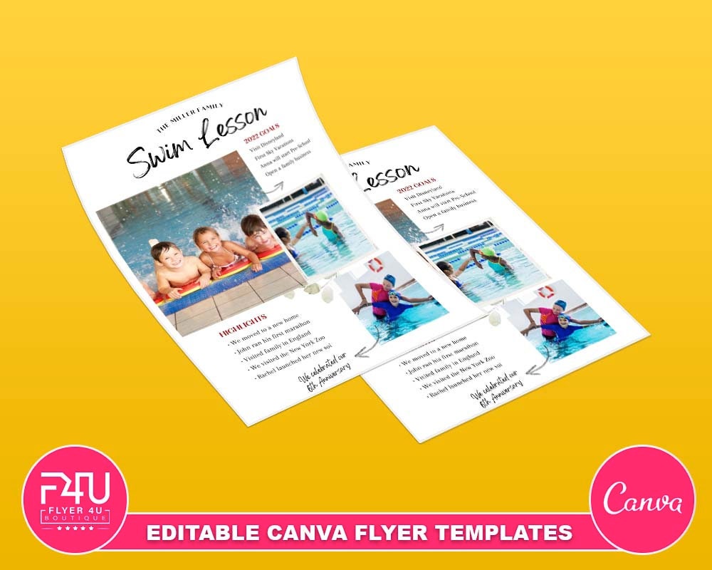 Swim Lesson Flyer DIY Canva Swim Lesson Flyer Template 2022 - Etsy