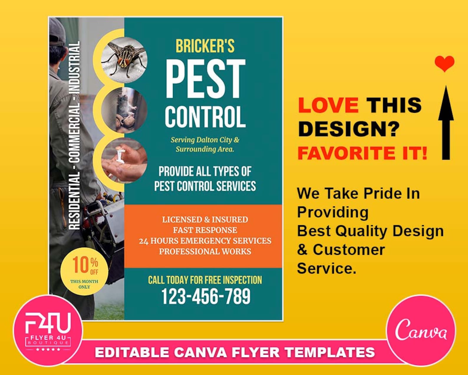 Pest Control Service Flyer, DIY Canva Pest Control Service Flyer ...