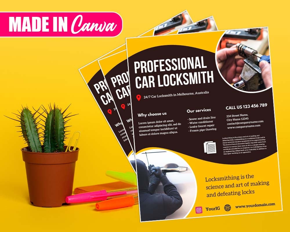 Locksmith Service Flyer, DIY Canva Locksmith Service Flyer Template ...