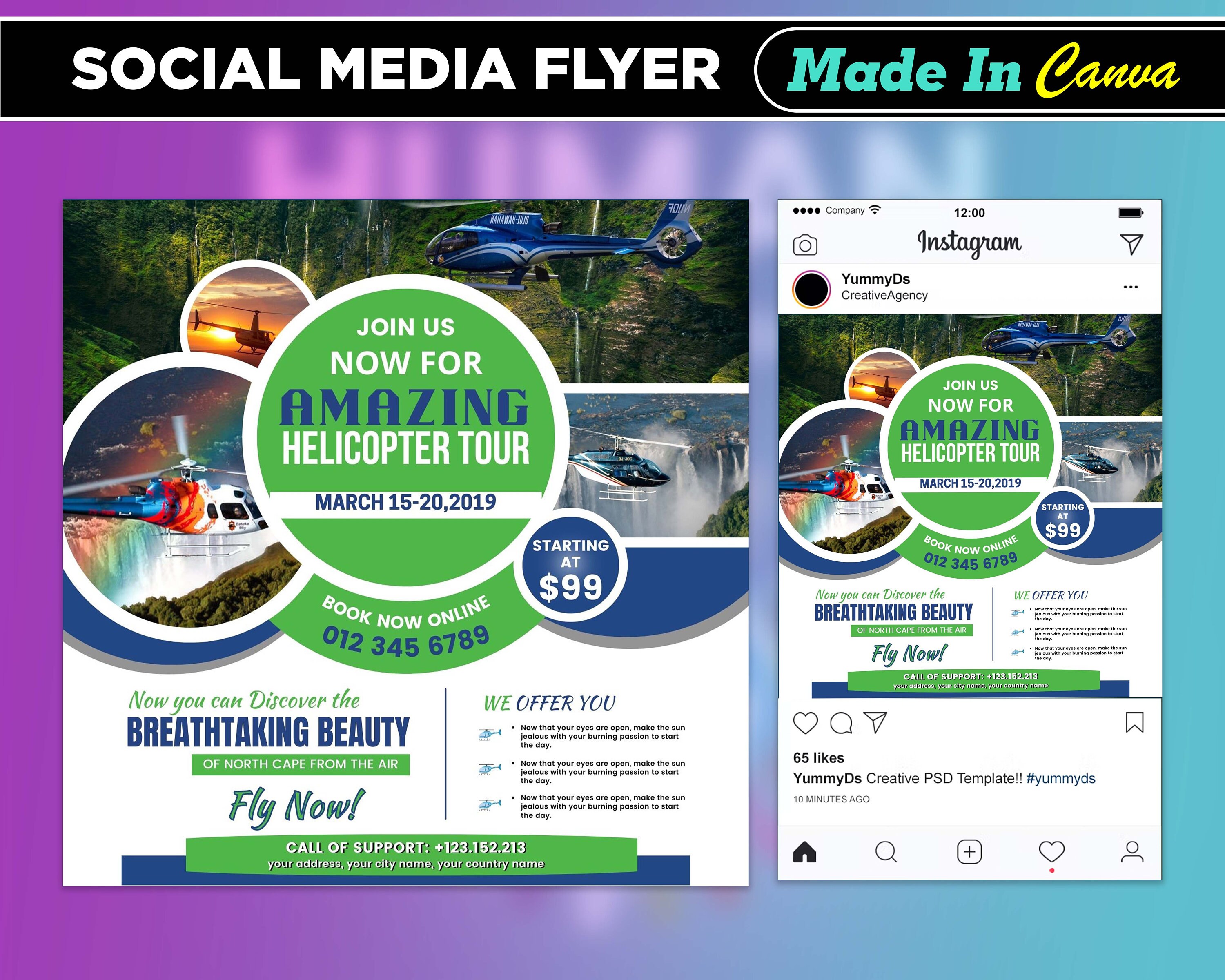 Helicopter Ride Flyer, DIY Canva Helicopter Ride Flyer Template 2022 ...