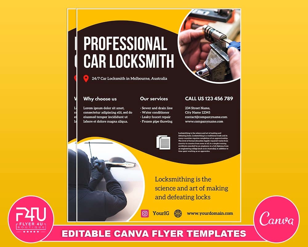 Locksmith Service Flyer, DIY Canva Locksmith Service Flyer Template ...