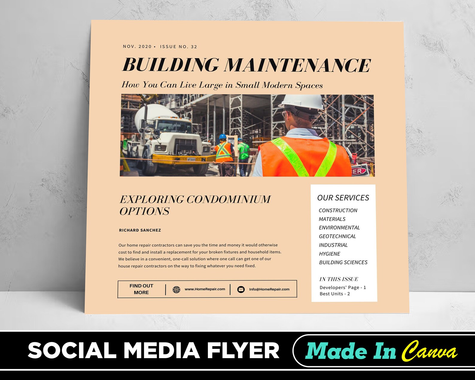 Building Maintenance Service Flyer, DIY Canva Building Maintenance ...