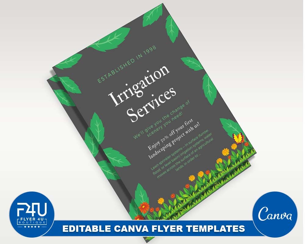 Irrigation Services Flyer DIY Canva Irrigation Servicesflyer - Etsy
